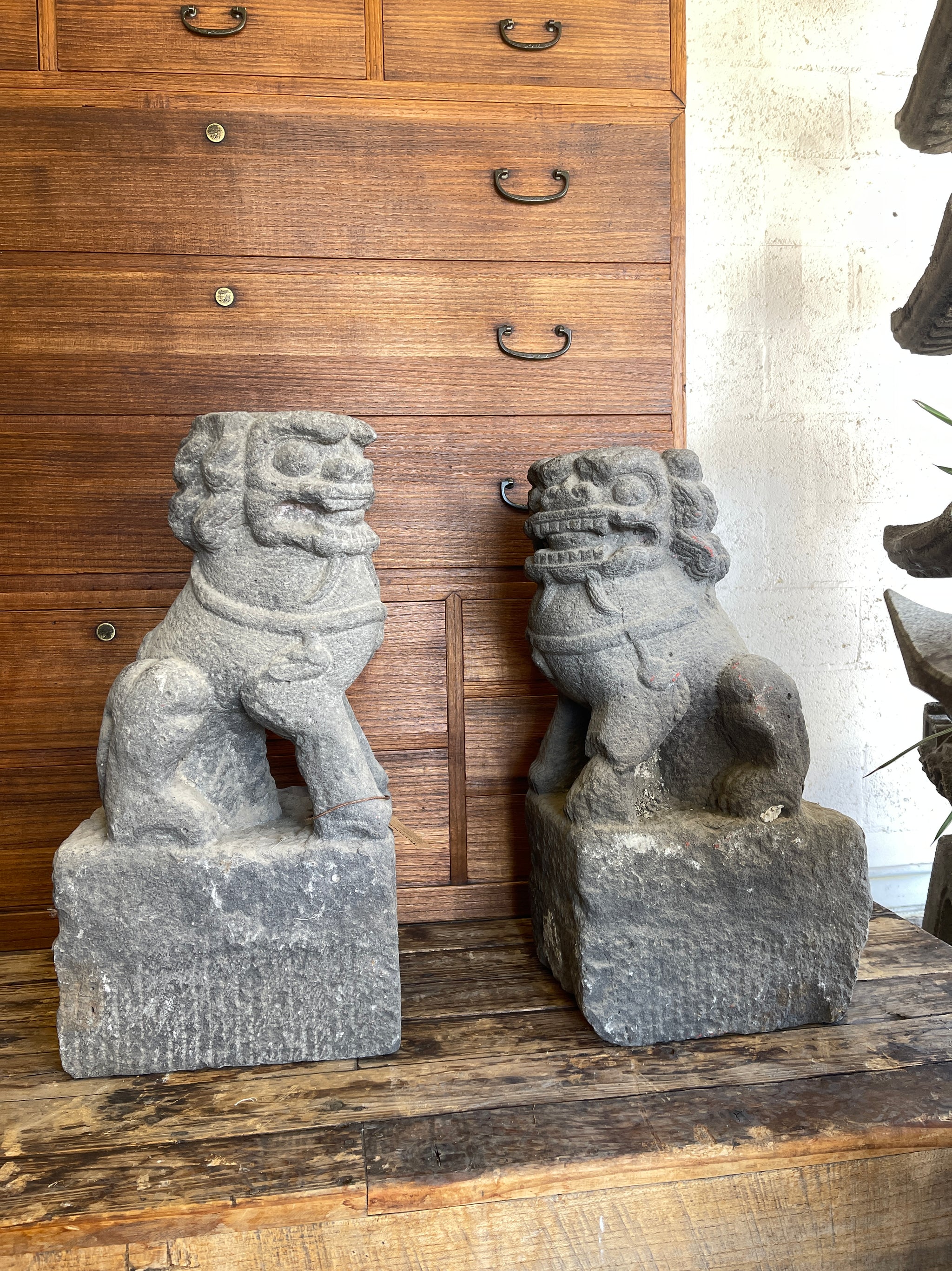 Pair of Anituqe Chinese Stone ShiShi, Foo Dogs | Late 1800's