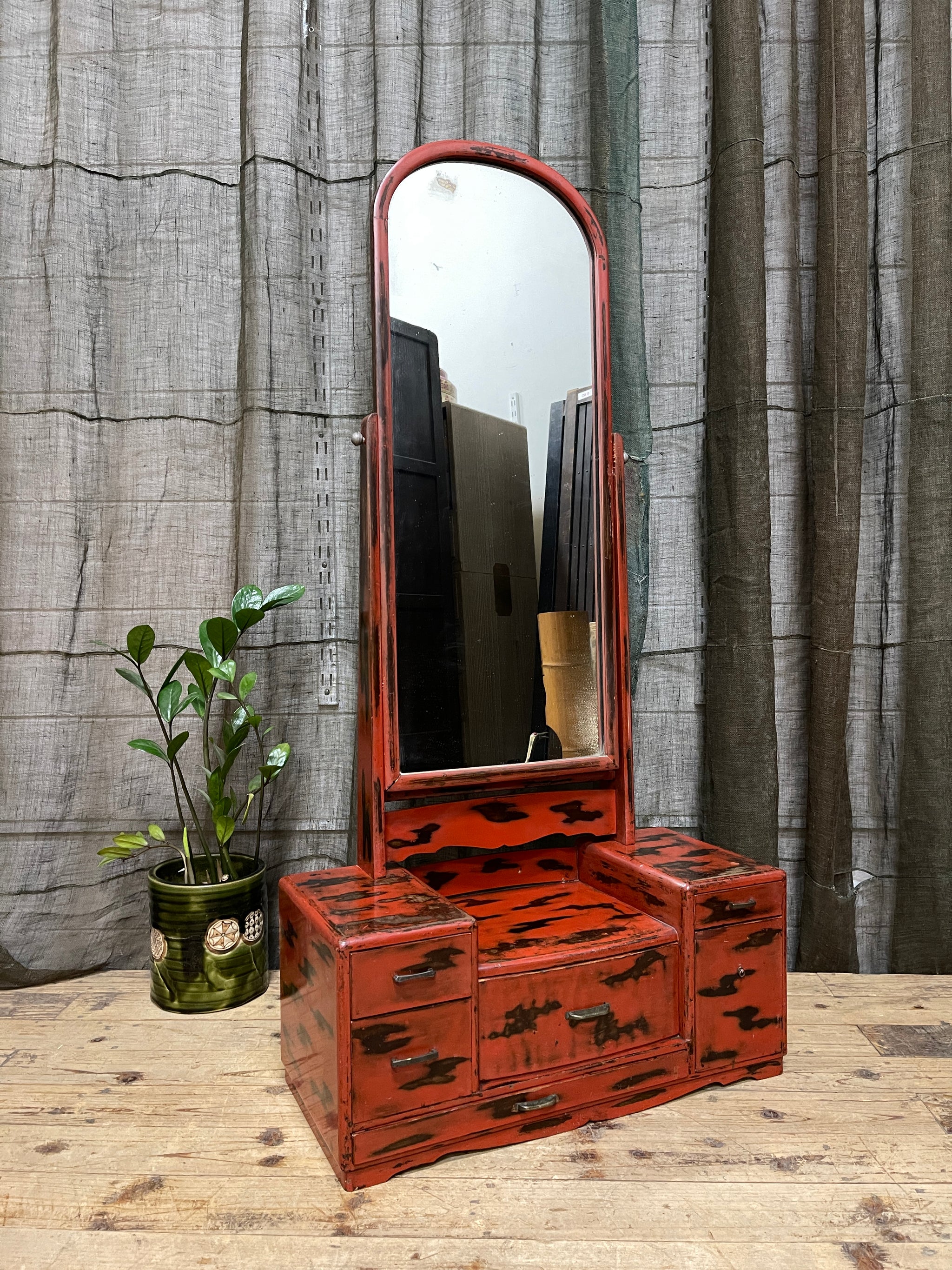 Japanese Lacquer Mirror Chest Kyo Dai | Taisho, c.1920