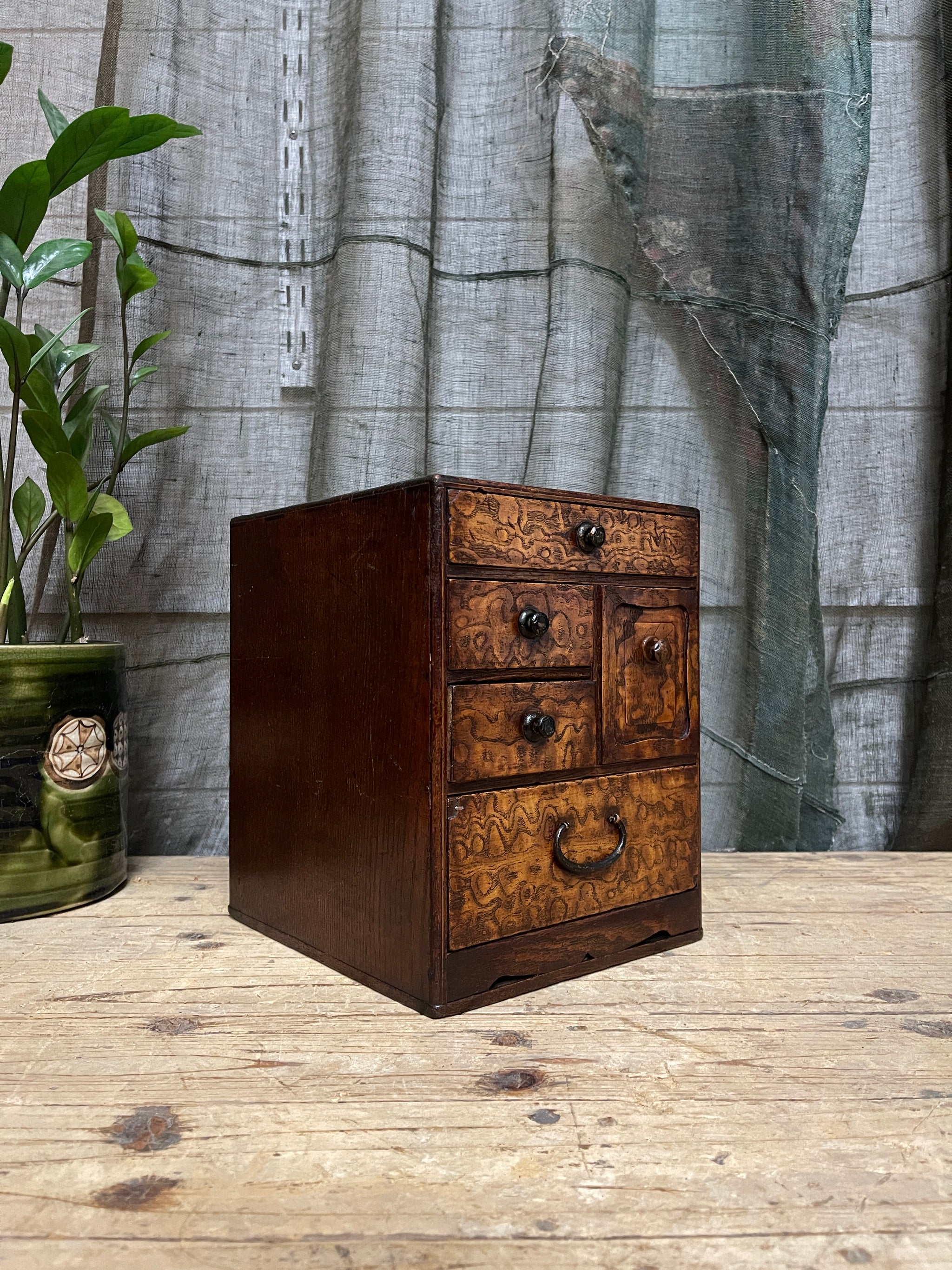 Vintage Japanese Sewing Box, Hari Bako - Elm | 1920's
