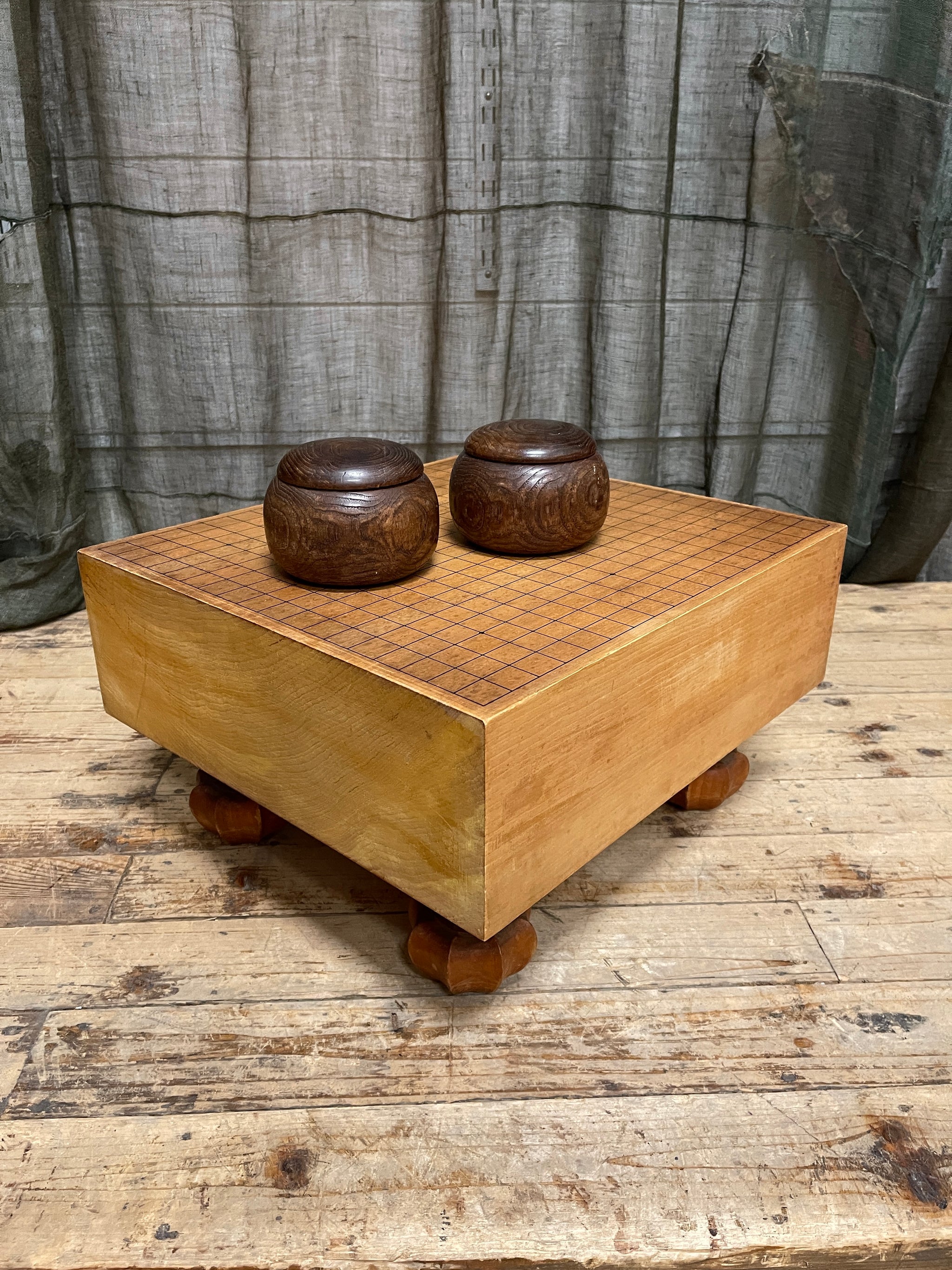 Vintage Japanese GO Board with Go Stones & Go Bowls