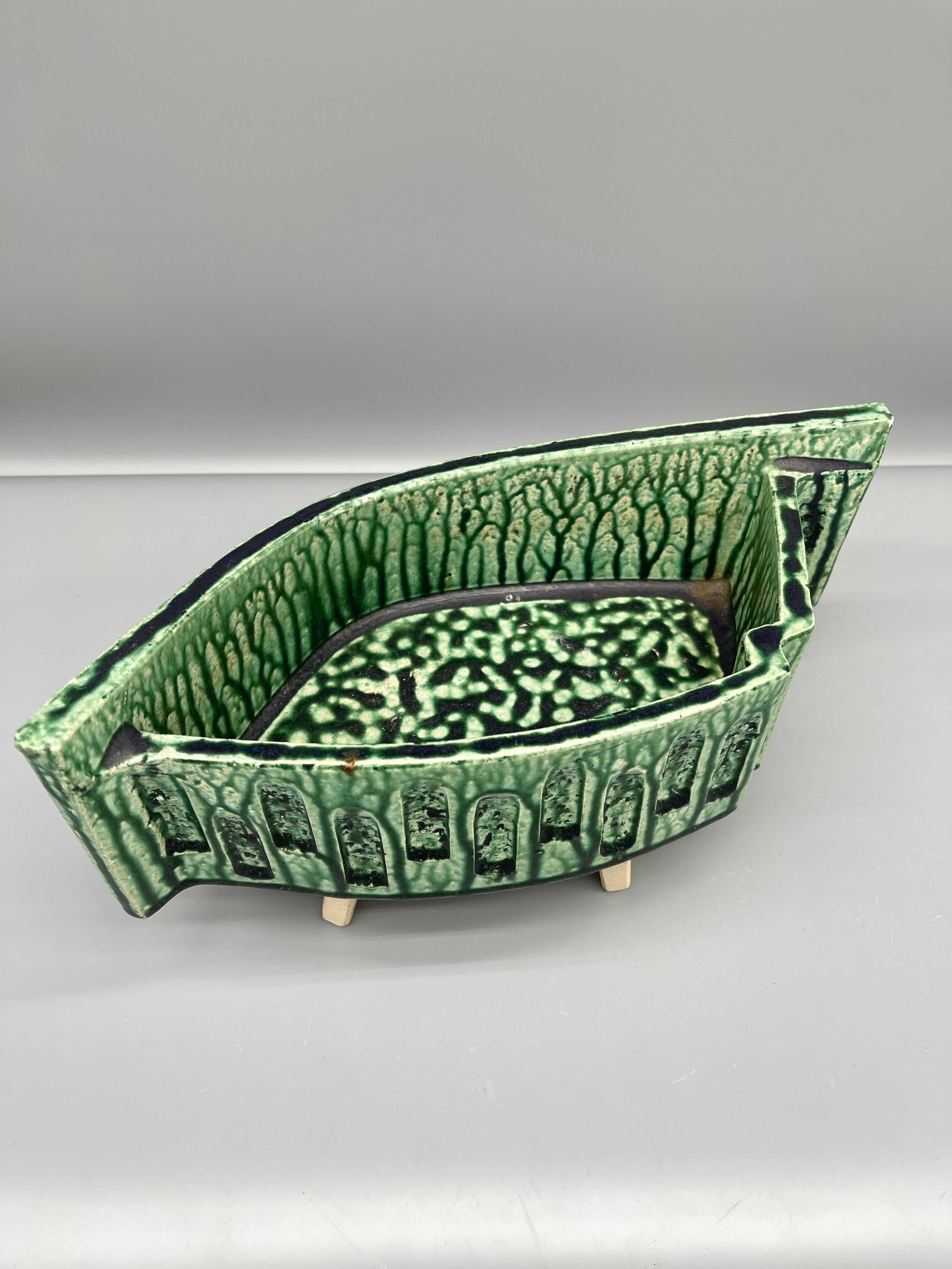 Vintage Japanese Ikebana Vase - Green Mid-Century Shape