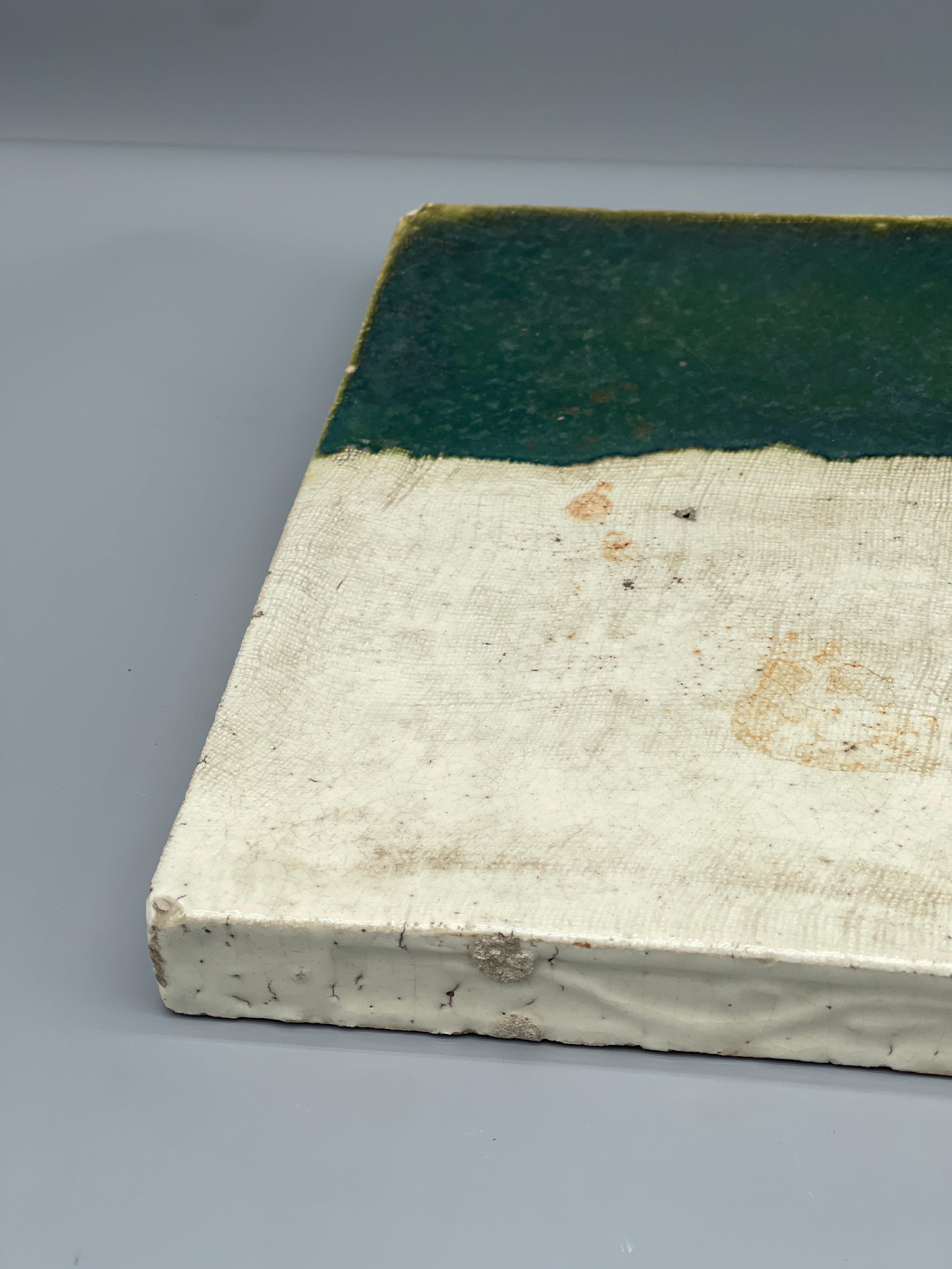 Vintage Japanese Oribe Pottery Tea Tile